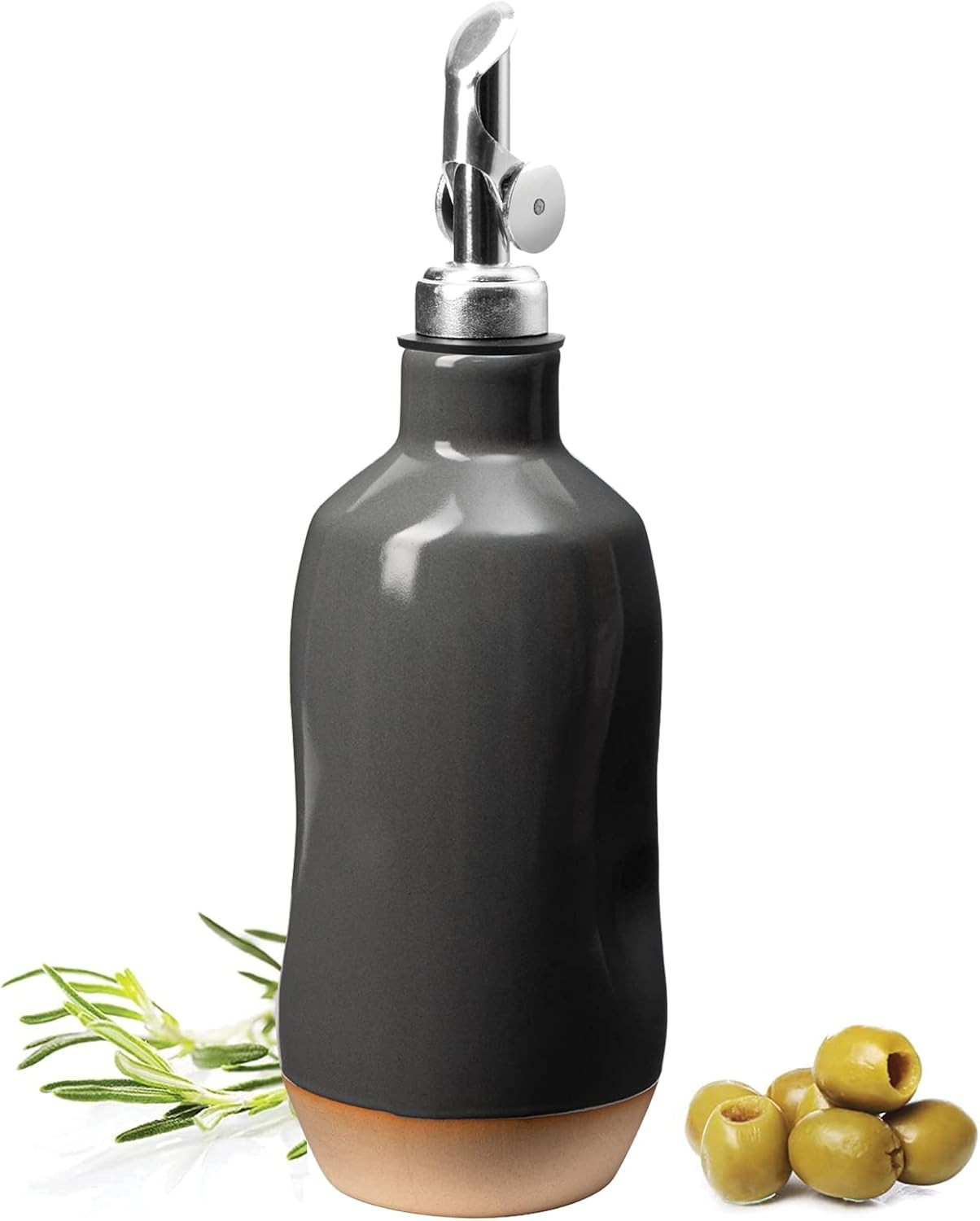 Ceramic Charcoal Grey Oil & Vinegar Cruet – Santa Fe Olive Oil ...