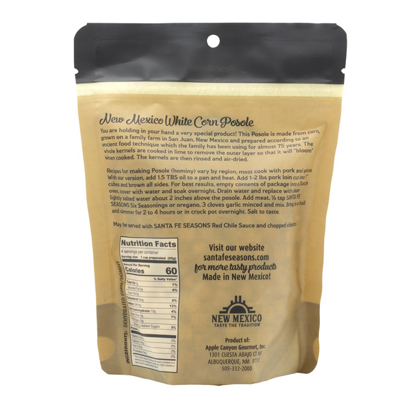 Santa Fe Seasons New Mexico White Corn Posole 6oz (170g) – Santa Fe ...